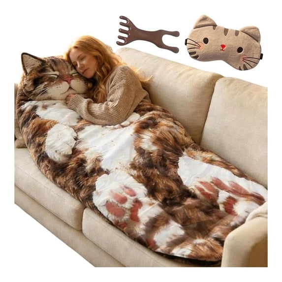 Cat Sleeping Bag, Fluffy Cat Sleeping Bag for Human, Washable Adorable ...