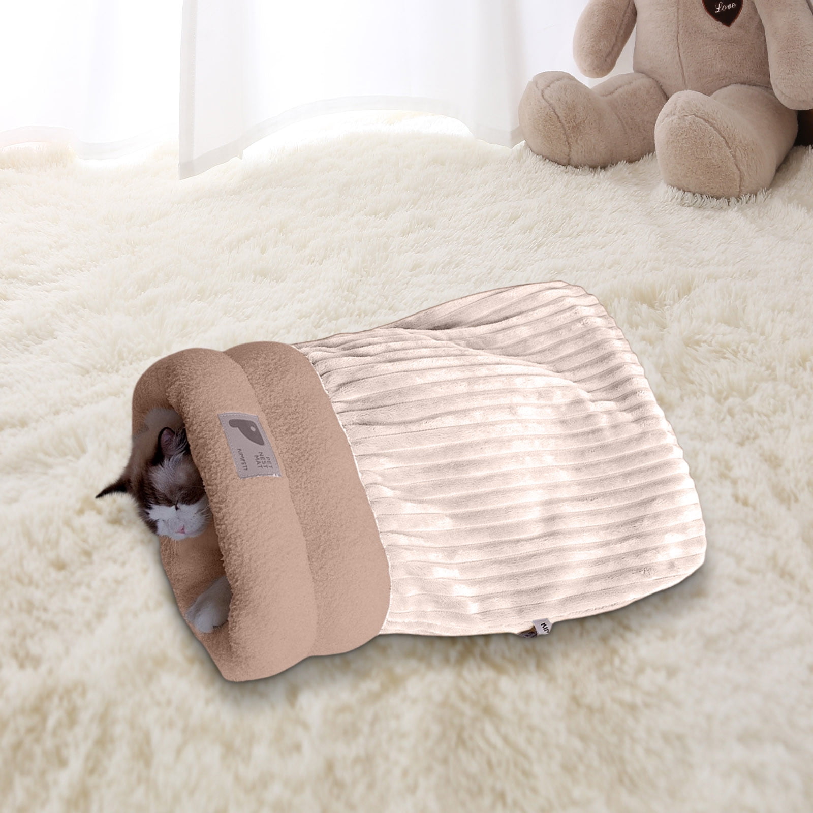 Cat Sleeping Bag for Indoor Cats Cozy Winter Cat Sleeping Bag Self Warm ...