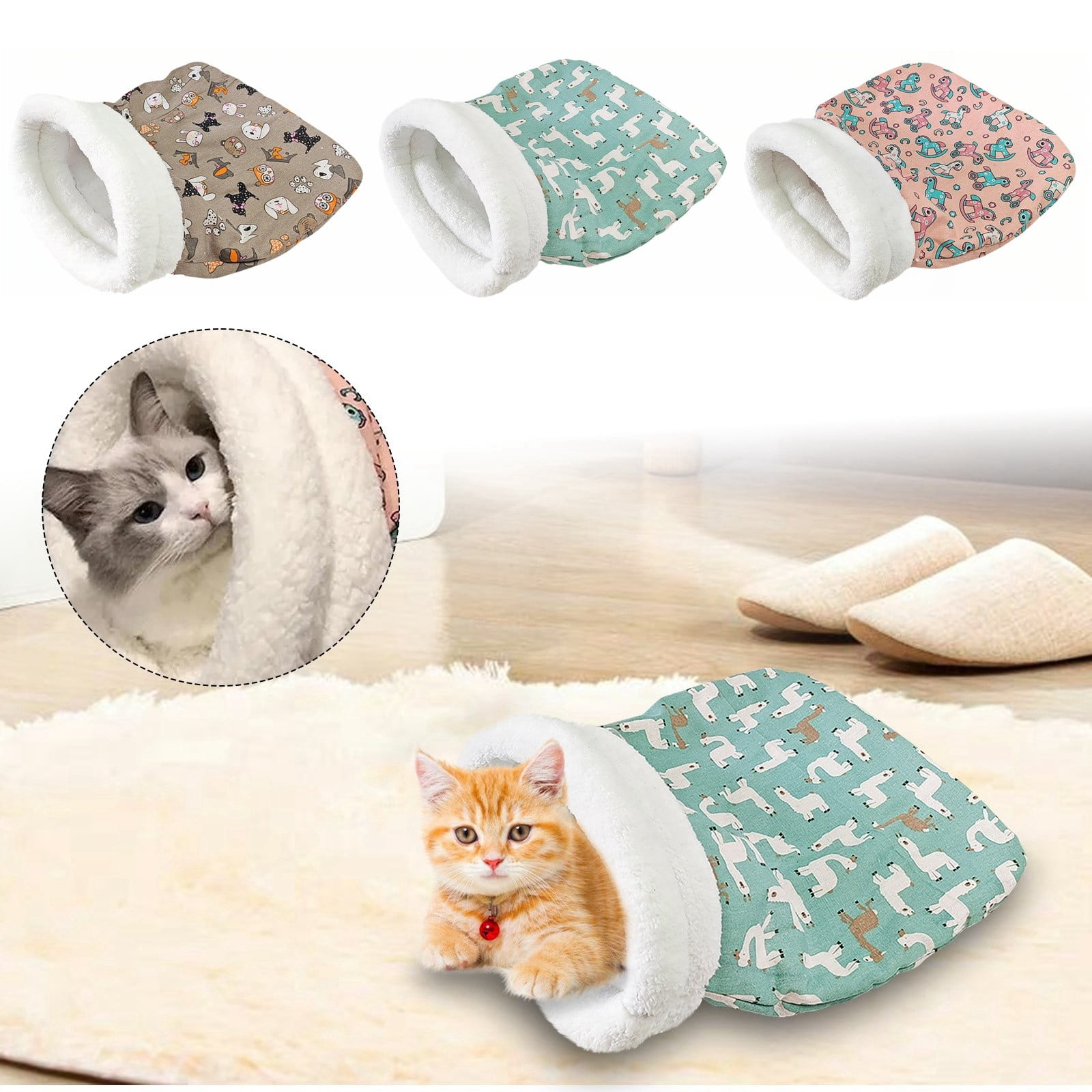 Cat Sleeping Bag for Indoor Cats Cozy Cat Winter Sleeping Bag Soft ...