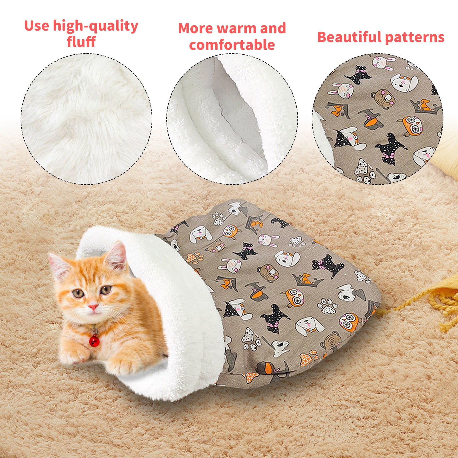 Cat Sleeping Bag for Indoor Cats Cozy Cat Winter Sleeping Bag Soft ...