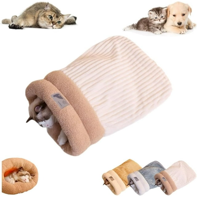 Cat Sleeping Bag for Indoor Cats Cozy Winter Cat Sleeping Bag Soft ...