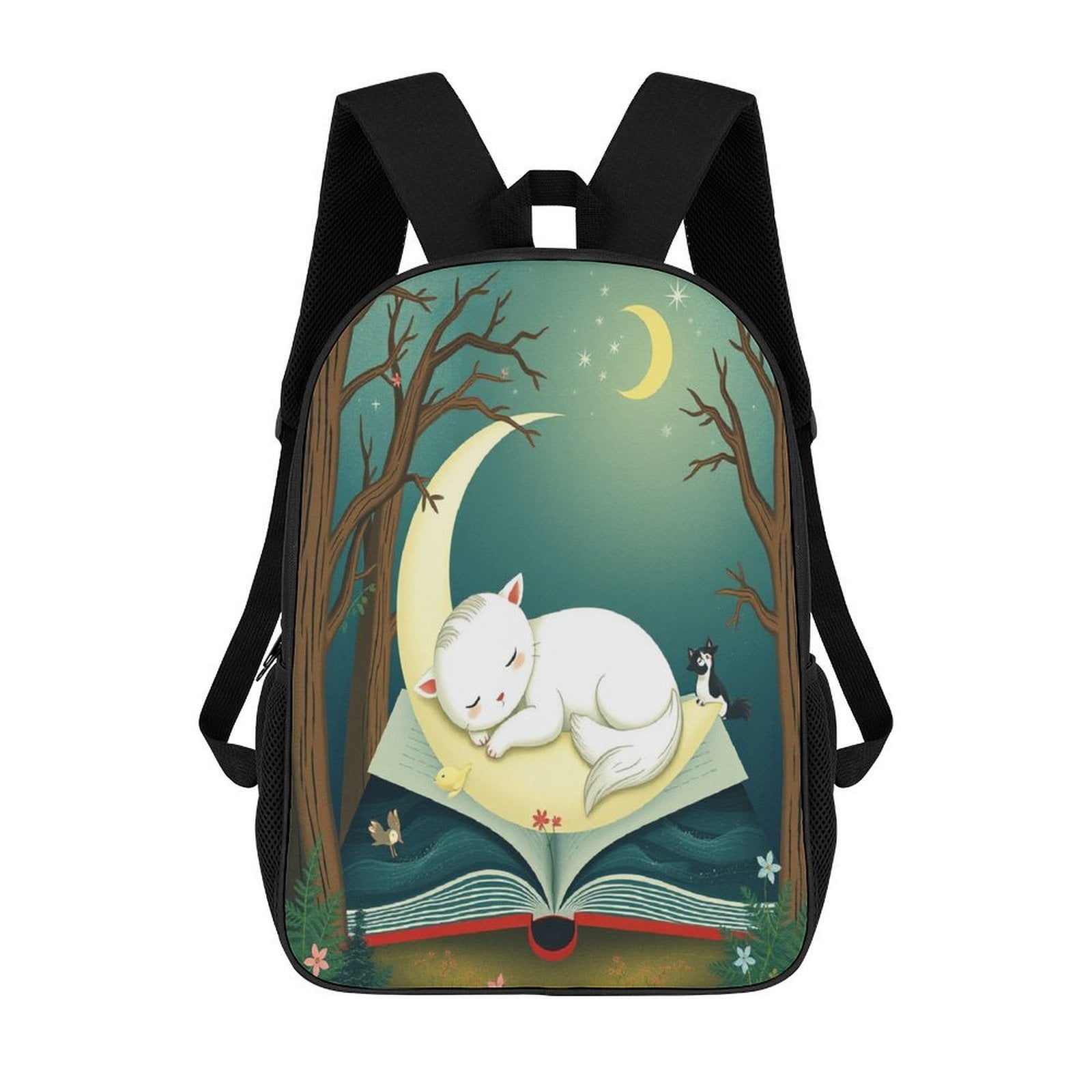 Cat Sleeping Moon BookZipper Backpack Book Bag Supplies 17 Inch ...