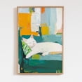 Cat Sleeping White Cat Green Yellow Minimalist Unframed Paper Print ...