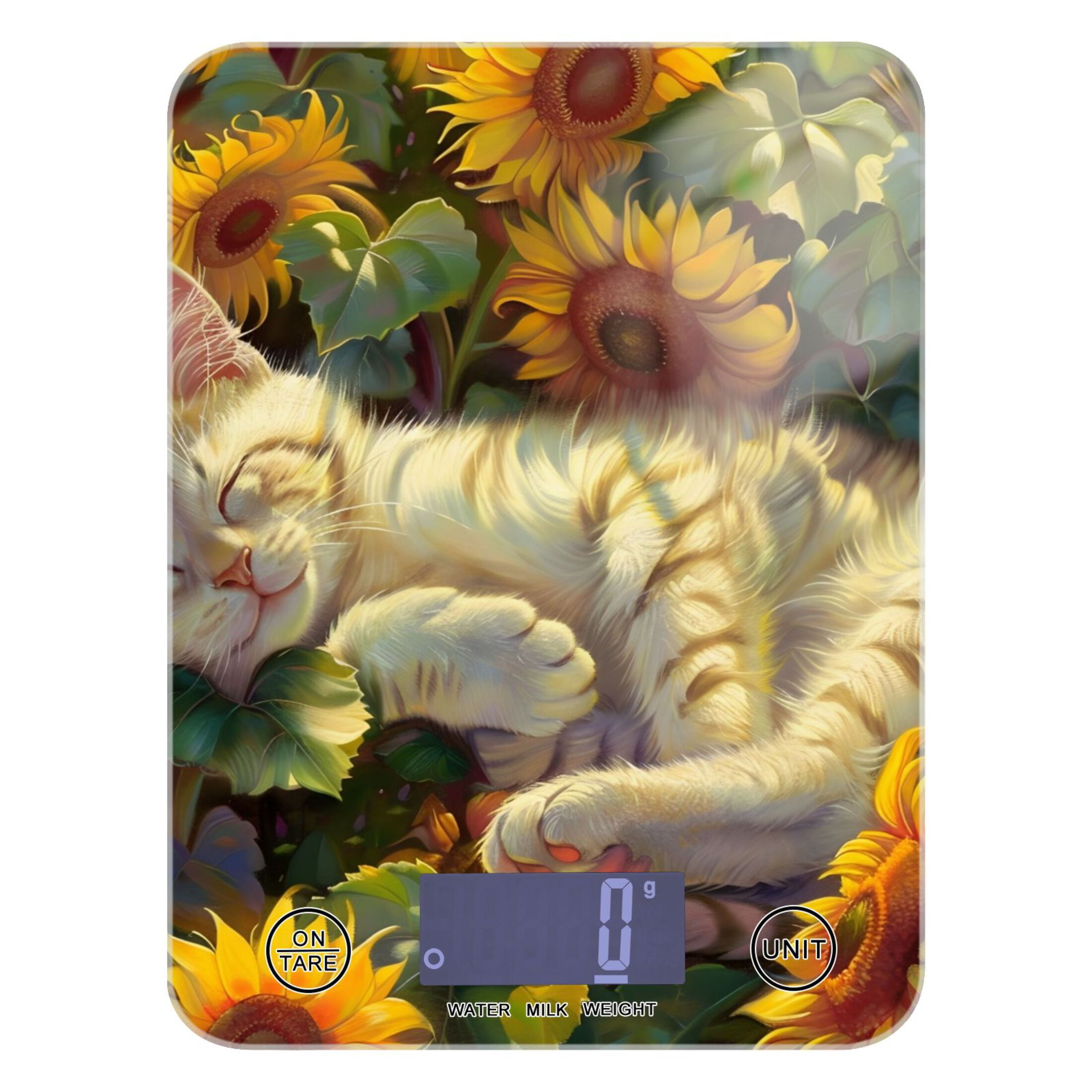 Cat Sleeping in Sunflowers Food Scale Multifunction Digital Kitchen ...