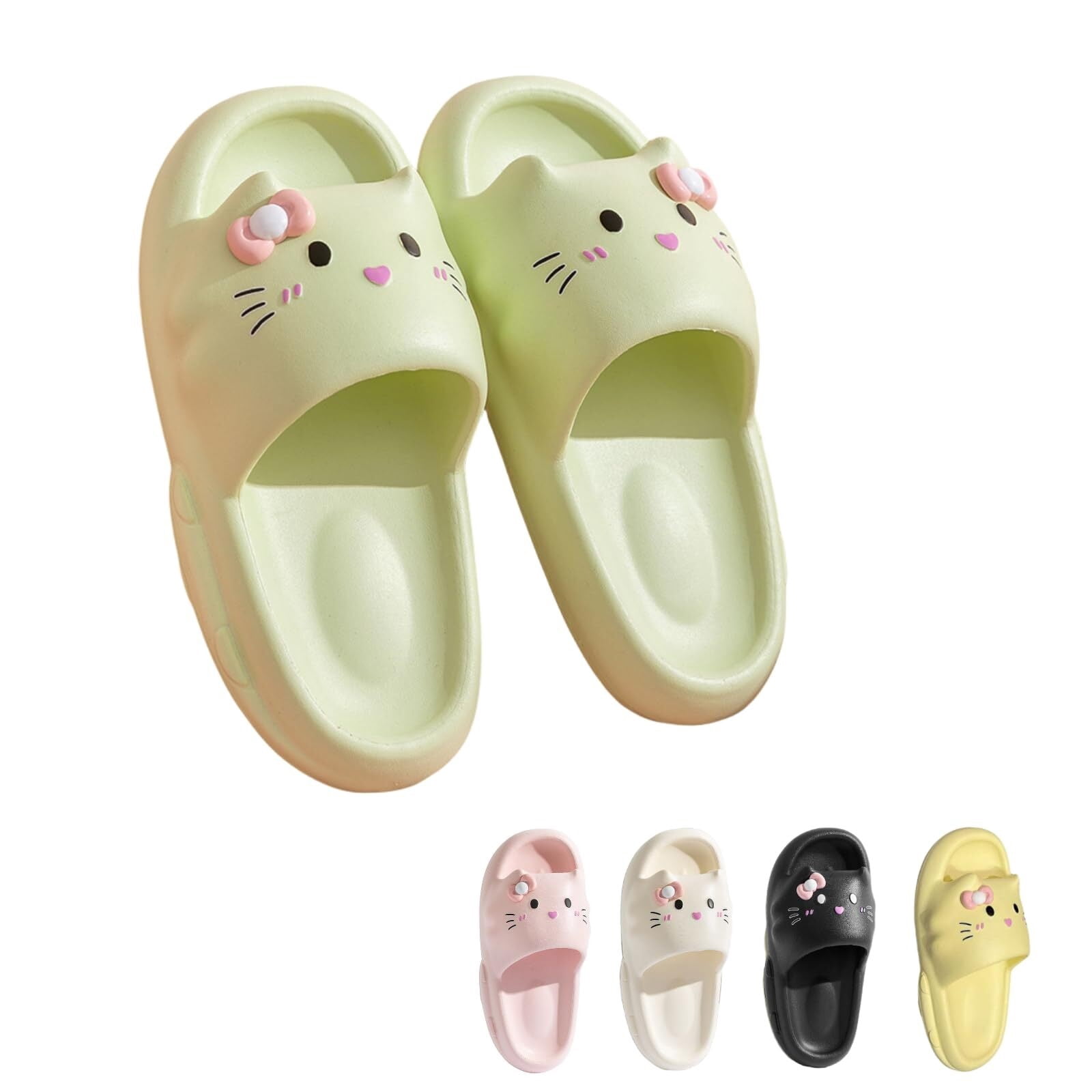 Cat Slippers Women Cute Kitty Pillow Slides Thick Sole Kawaii Non Slip ...