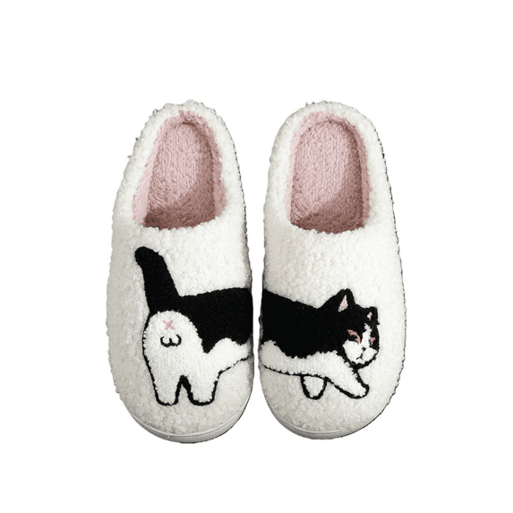 Cat Slippers for Women, Fuzzy Fleece Indoor Shoes, Fluffy Warm Winter ...
