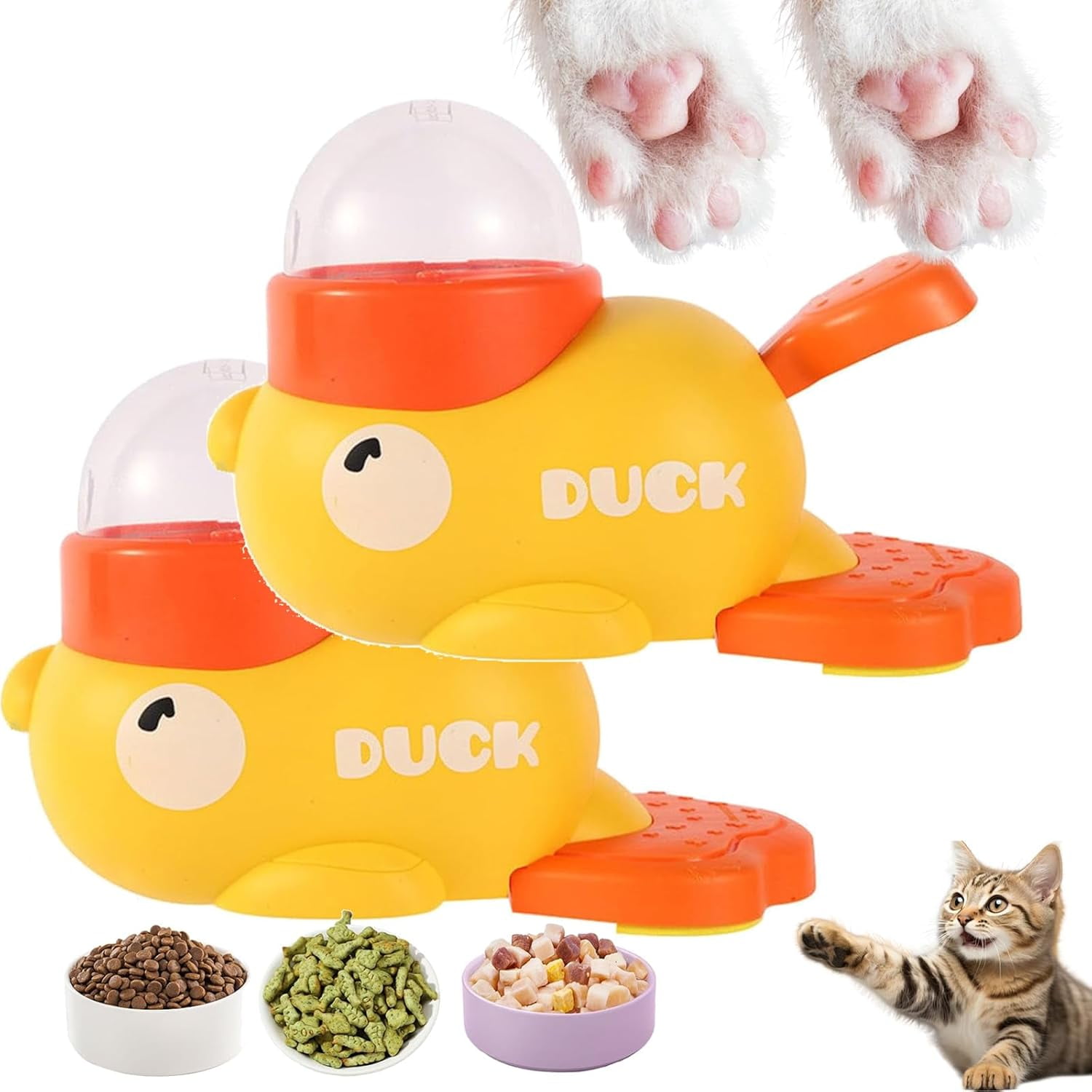 Cat Slot Machine Treat Dispenser Duck Shape, Interactive Pet Treat ...