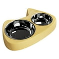 Cat Slow Feeder Bowl With 2 Stainless Steel Bowls - Yellow Cat Food And ...