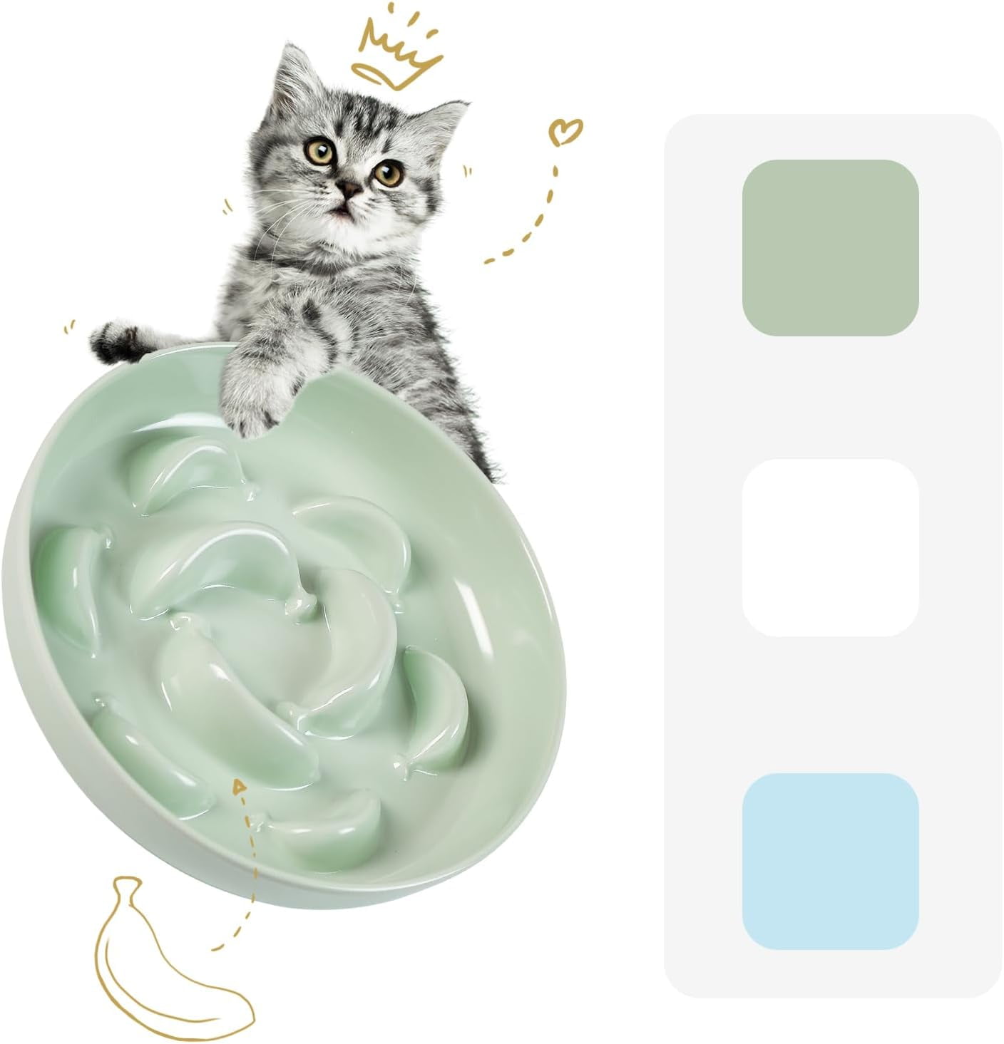 Cat Slow Feeder Bowl Melamine - Pastel Series Slow Feeding Cat Bowl ...