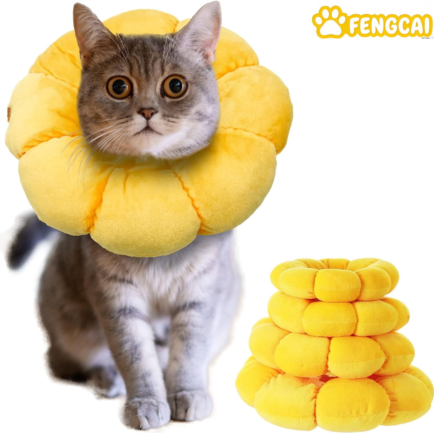 Cat Small Dog Recovery Collar, Cute Sunflower Neck Cone After Surgery ...