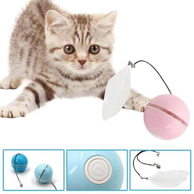 Cat Smart Toy Self Propelled Self Hilarious Cat Stick USB Rechargeable ...