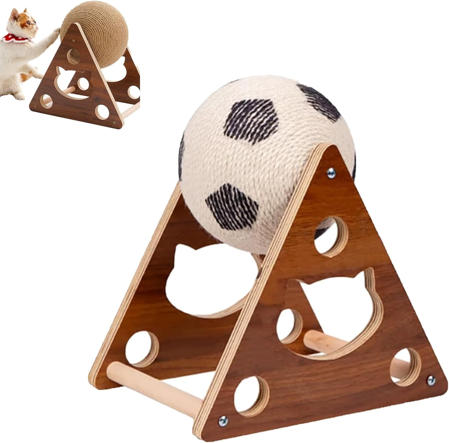Cat Soccer Game Toy,Natural Sisal Cats Scratching Ball,Interactive ...