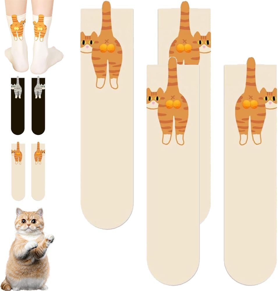 Cat Socks with Balls, Funny Cute 3D Animal Socks for Women, Novelty Fun ...