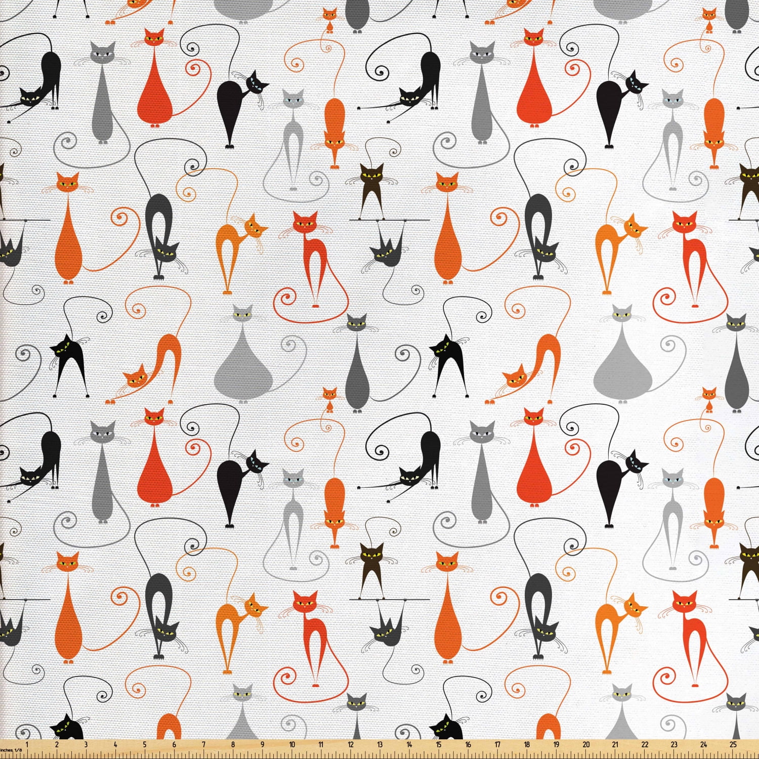 Ambesonne Cat Fabric by the Yard Upholstery, Colorful Design Kitten ...