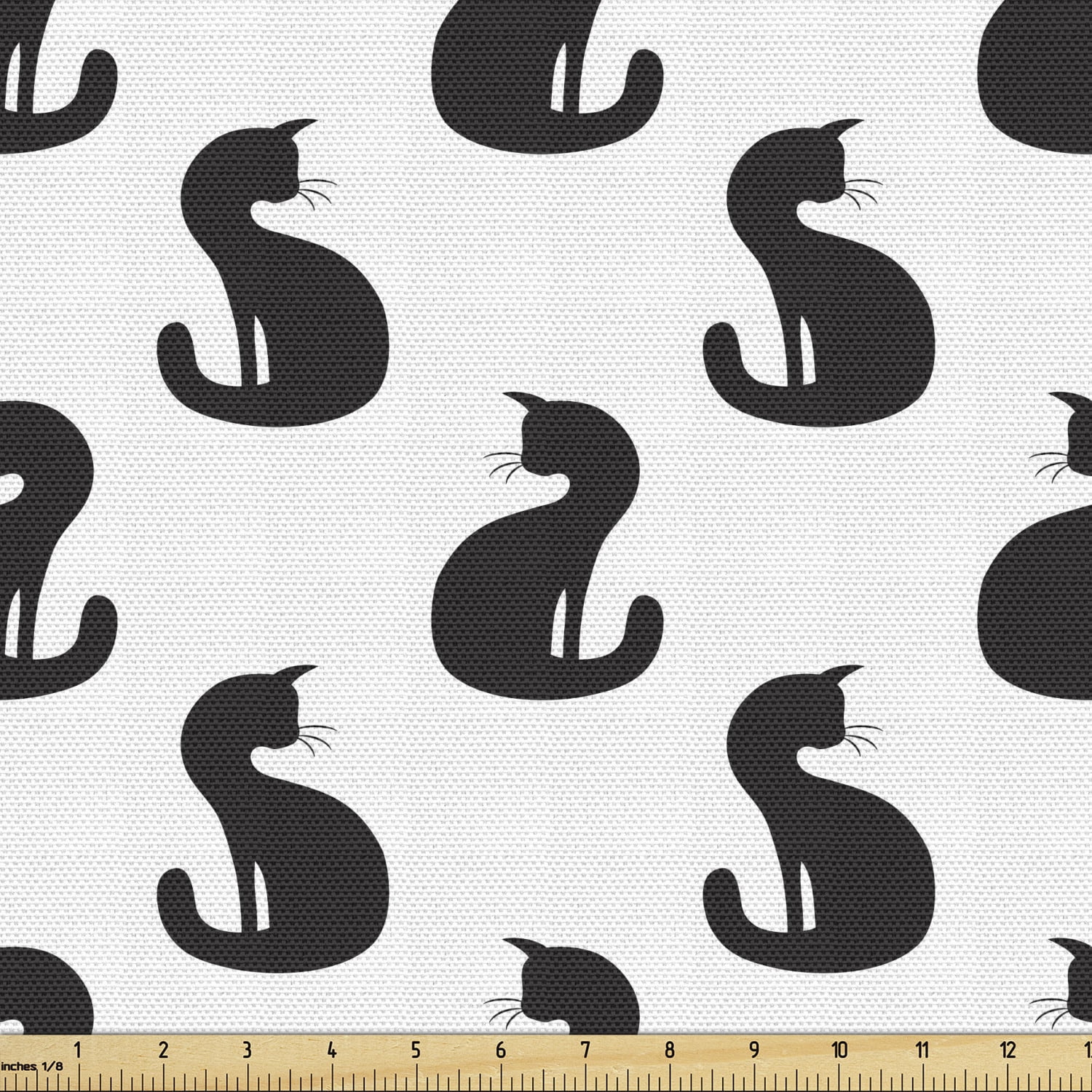 Ambesonne Cat Fabric by the Yard Upholstery, Silhouette of a Kitten, 10 ...