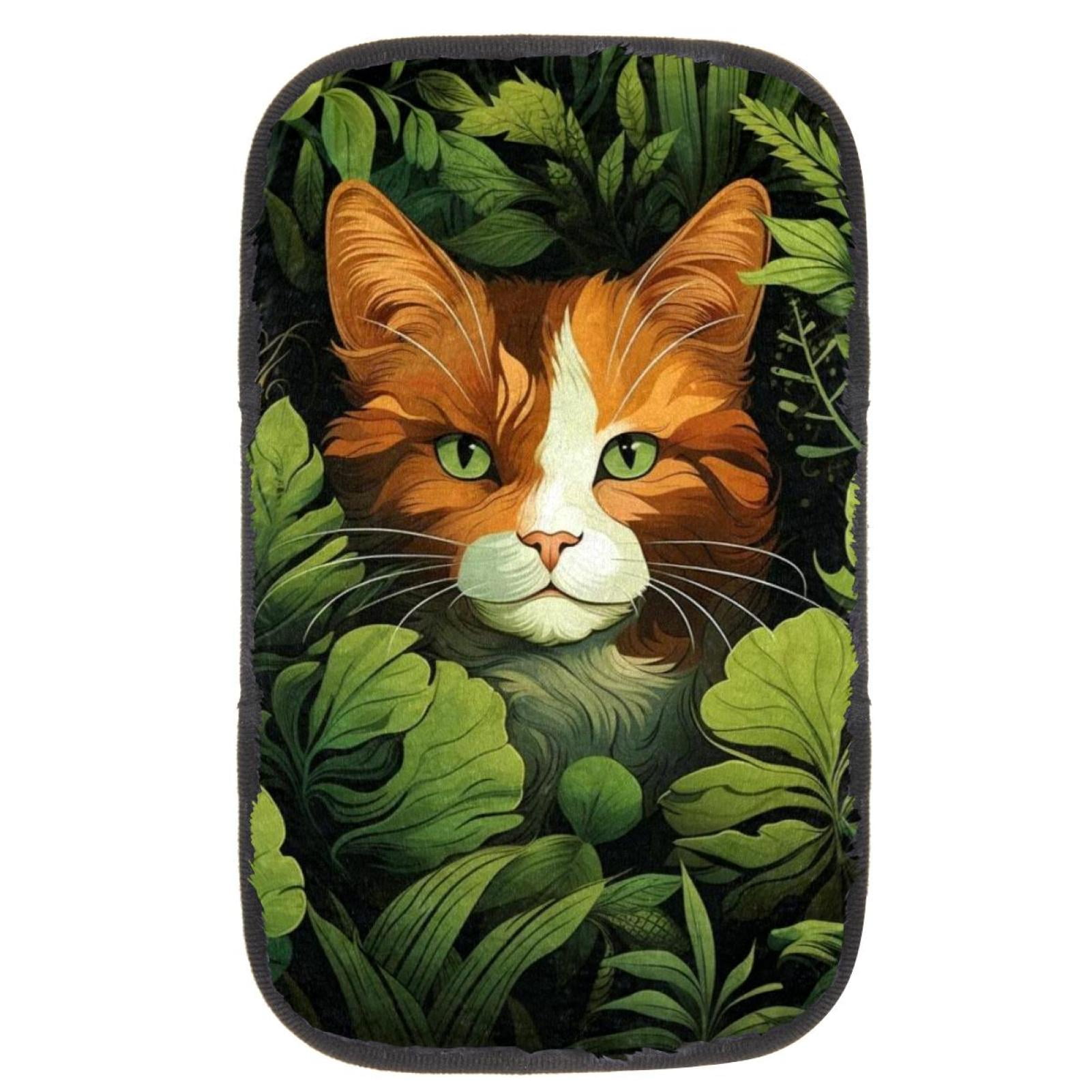 Cat Soft Comfortable Furry Printed Car Armrest Cover Armrest Accessory ...