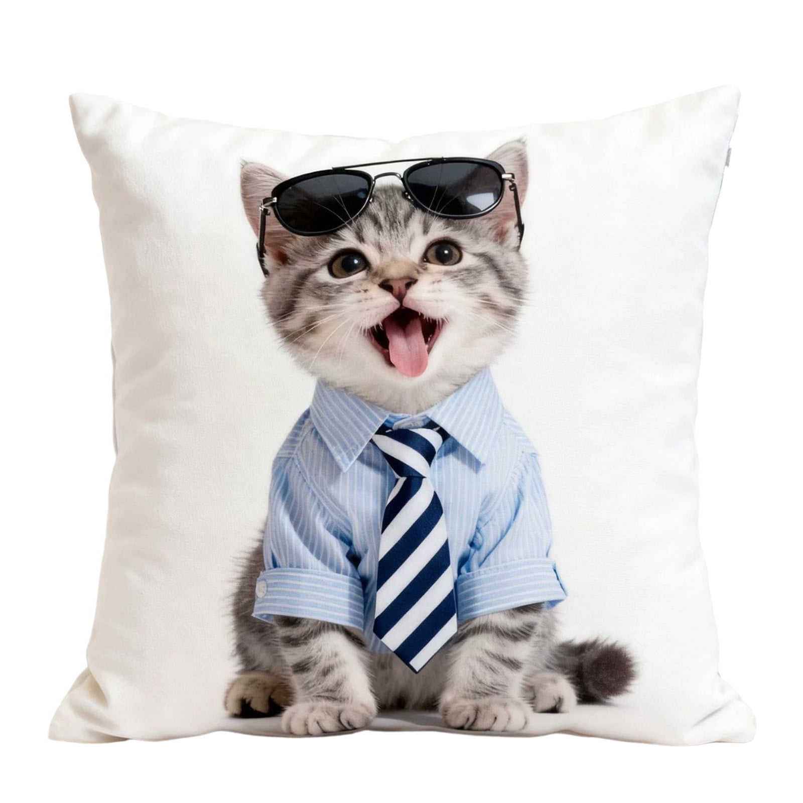 Cat Soft Plush Throw Pillow Cover, Cute Pet Cats Series Home Fabric ...