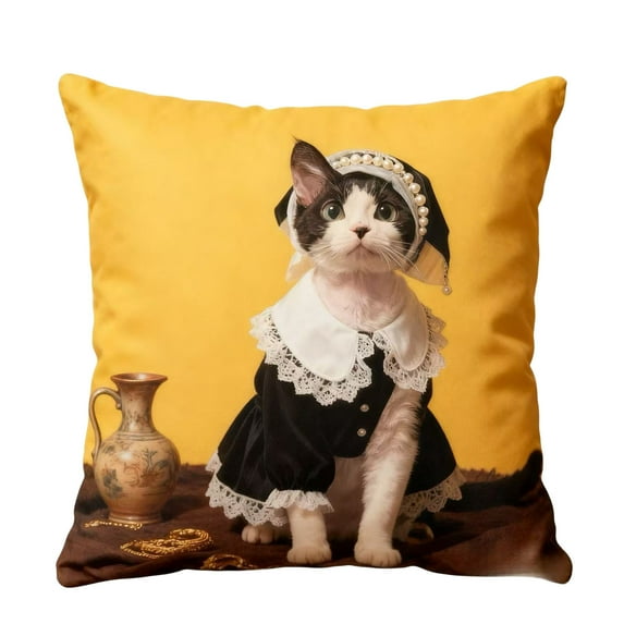 Cat Soft Plush Throw Pillow Cover, Cute Pet Cats Series Home Fabric ...