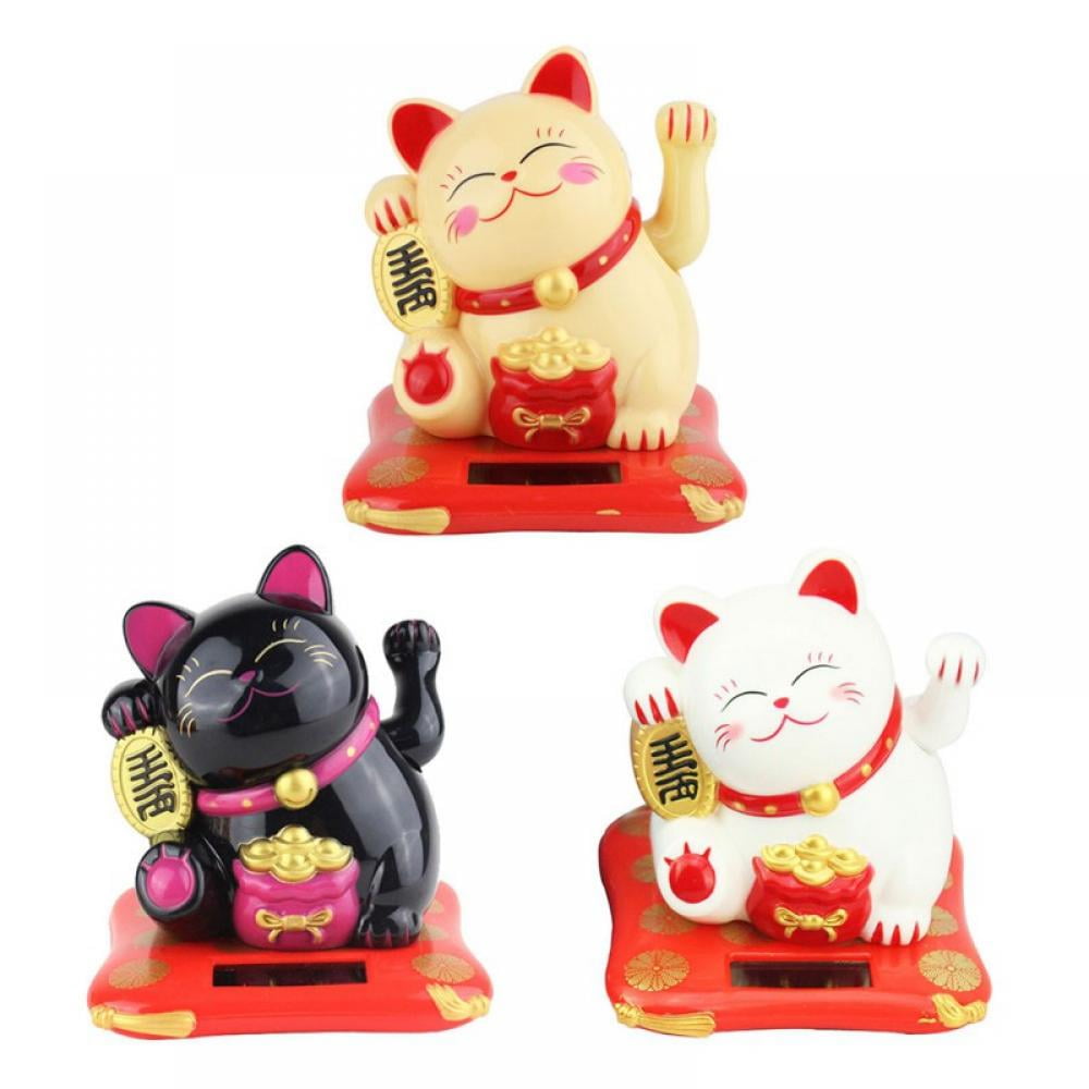 Cat Solar Powered Maneki Neko Welcoming Lucky Beckoning Hands Waving ...