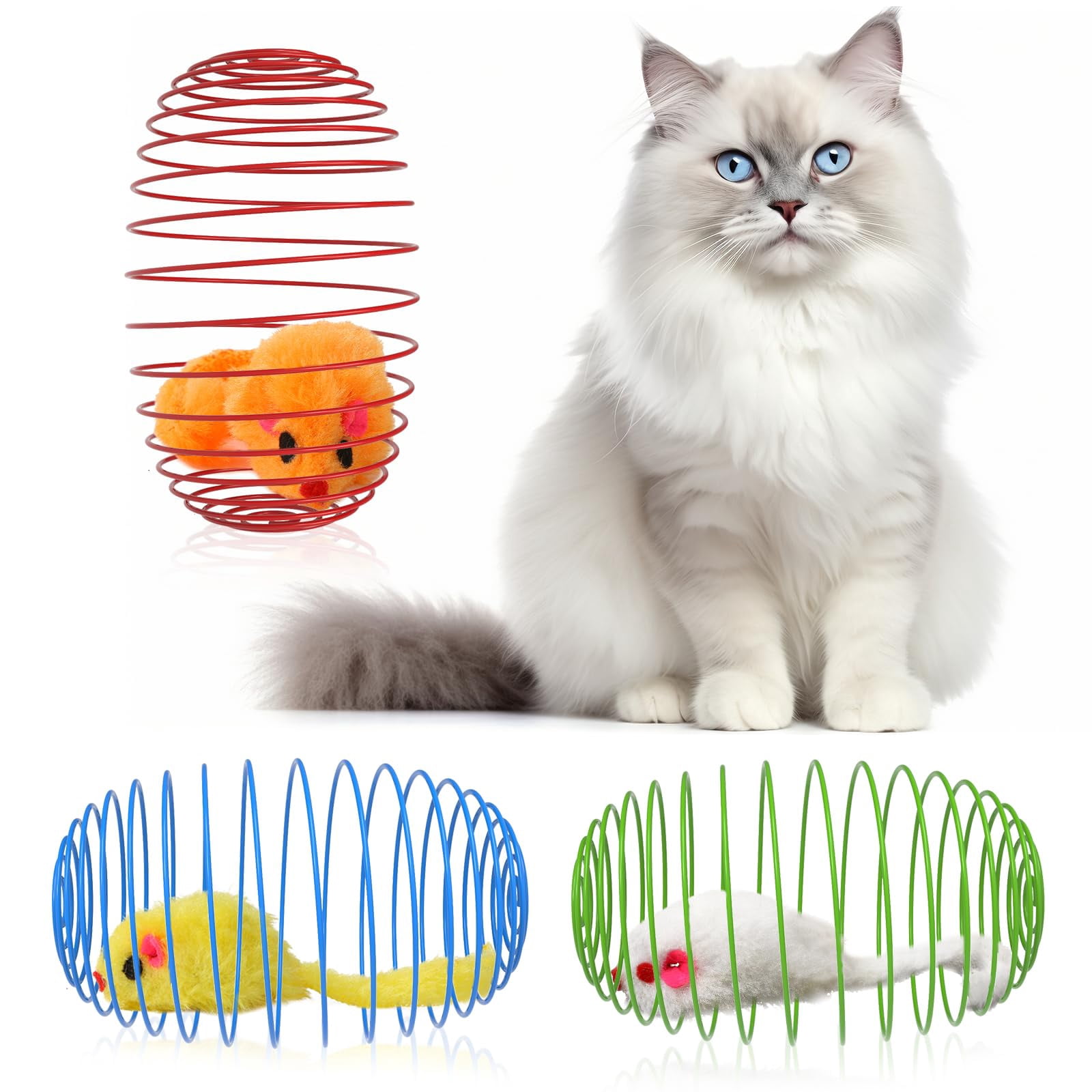 Cat Spring Balls: 3Pcs Stretchable Spring Toys, Interactive Playful ...