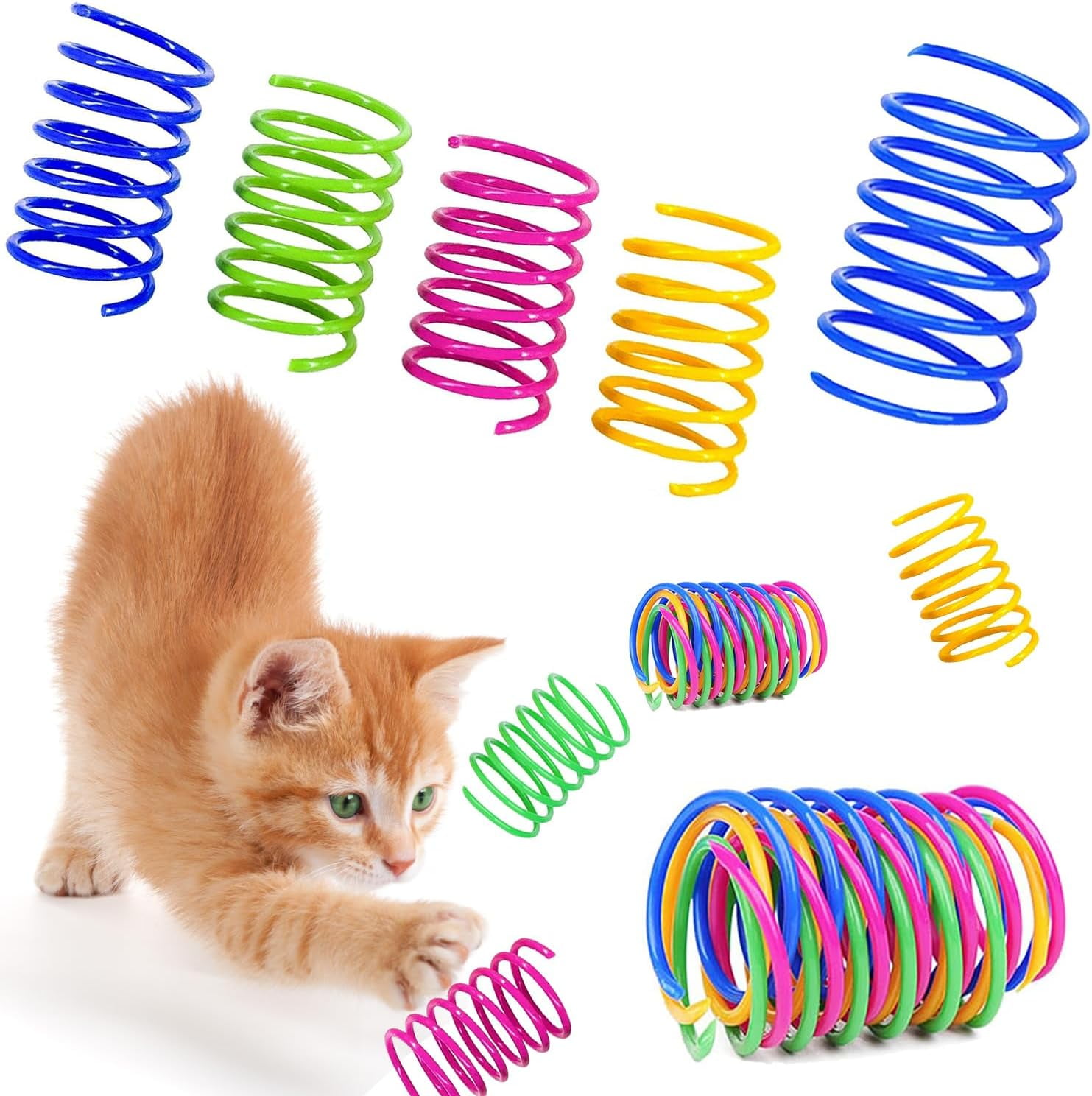 Cat Spring Toys, Bouncy Coil Kitty Cats Spiral Spring Toy for Indoor ...