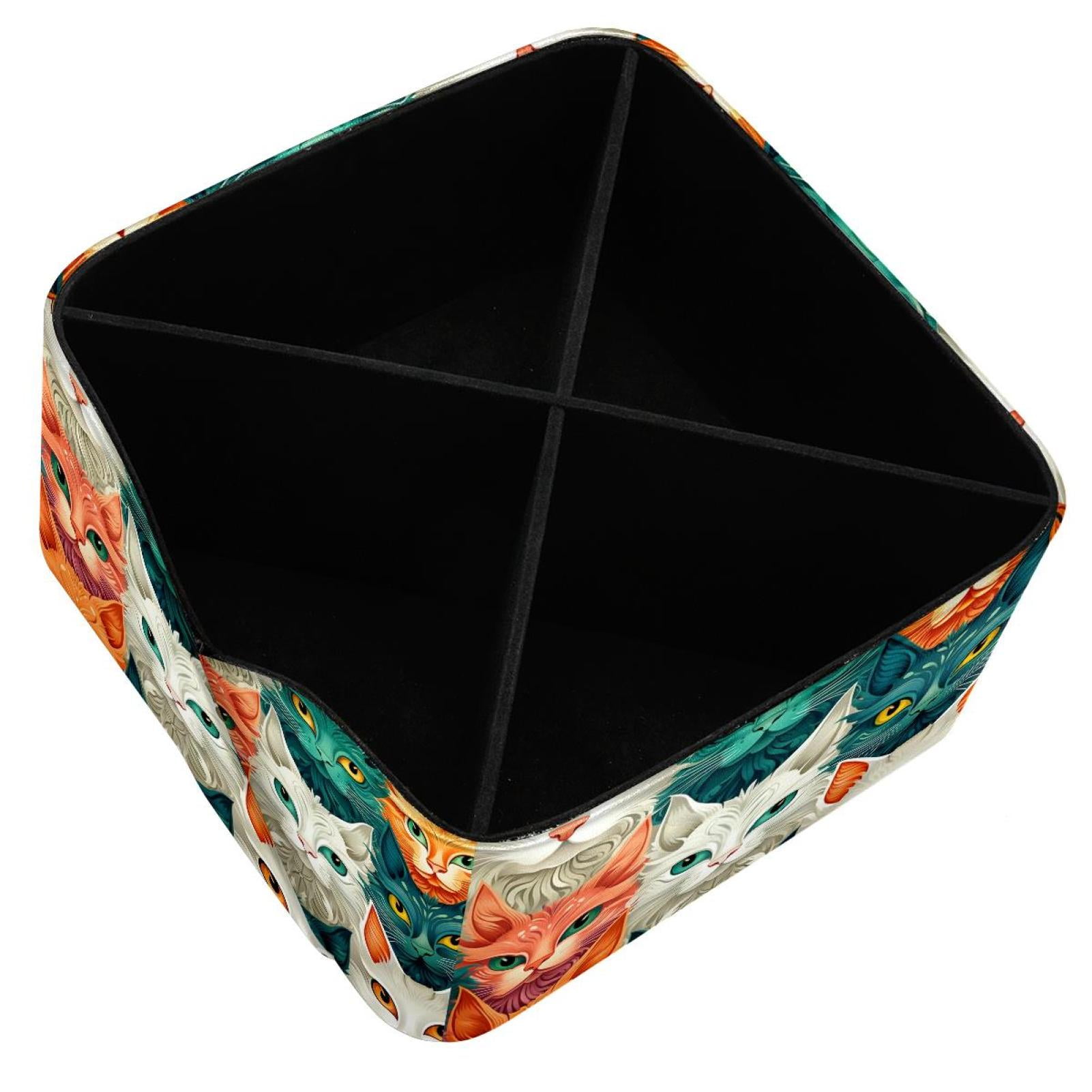 Cat Square Pencil Case with 4 Compartments, Removable Dividers, and ...