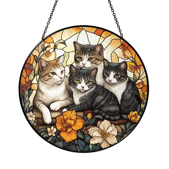 Cat Stained Glass Style Suncatcher – Animal Window Decor - Walmart.com