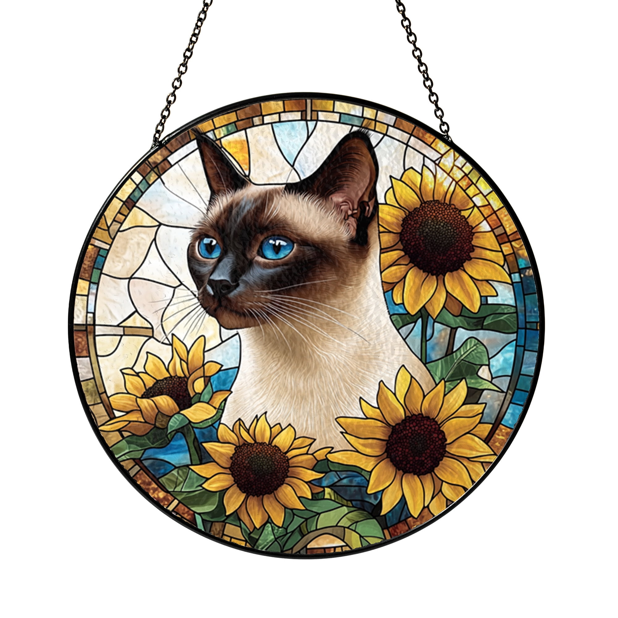 Cat Stained Glass Suncatcher – Sunflower Window Art Decor - Walmart.com