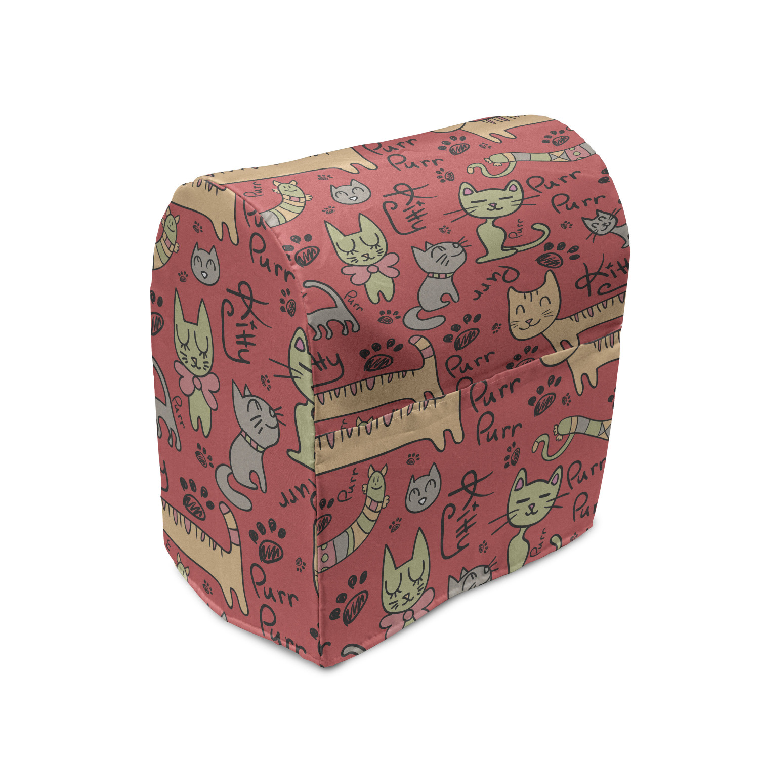 Cat Stand Mixer Cover, Pattern with Hand Drawn Style Cats Purr Purr ...