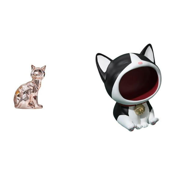 Cat Statue Decorative Figurine Key Bowl Resin Material for Fireplace ...