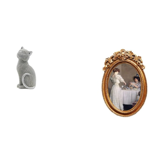 Cat Statue Desktop Figurine Photo Frame Resin Construction for Gift ...