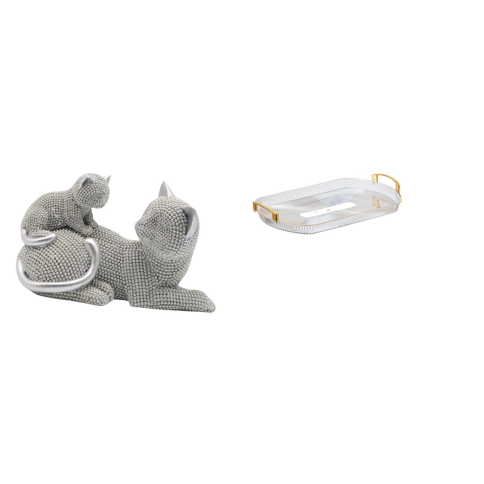 Cat Statue Desktop Figurine Storage Tray Resin Material for Bedroom ...