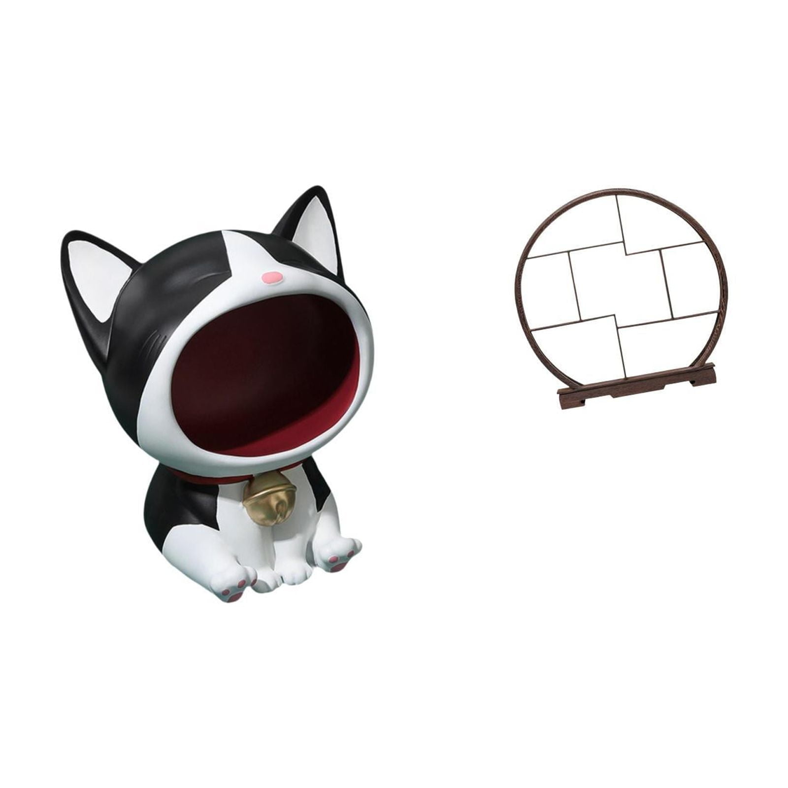 Cat Statue Key Bowl Craft Display Stand Resin Material for Home Office ...