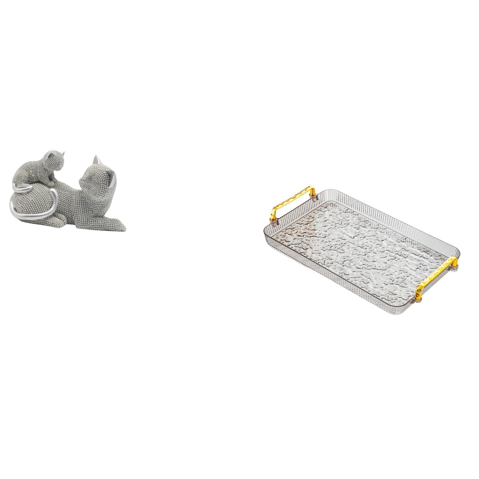 Cat Statue Tabletop Figurine Serving Tray Resin Material for Bedroom ...