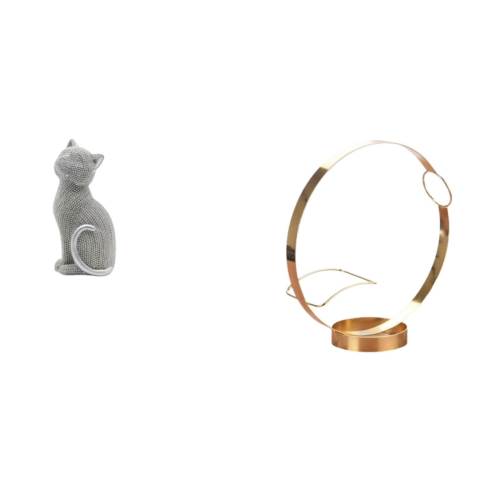 Cat Statue Wine Bottle Holder Desktop Figurine Sturdy Resin and Iron ...