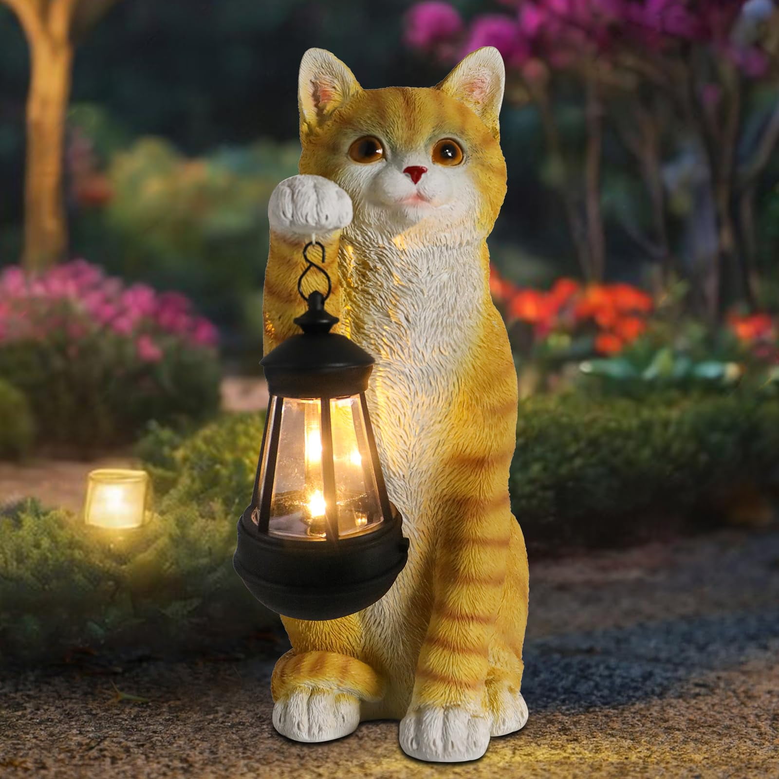 Cat Statues for Garden - Solar Powered Outdoor Cat Garden Statue ...