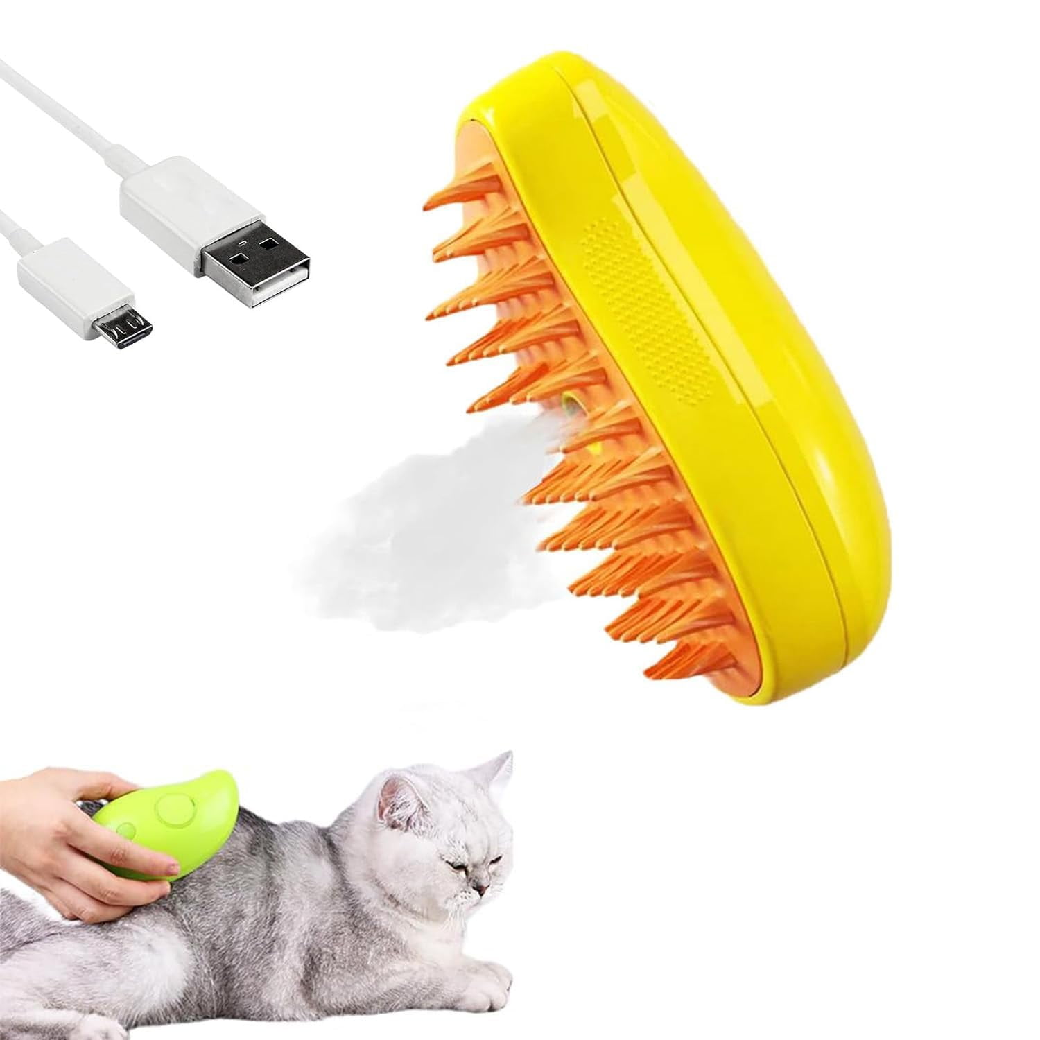 Cat Steam Brush, 3 In1 Steamy Cat Brush for Shedding, Cat Steamer Brush ...