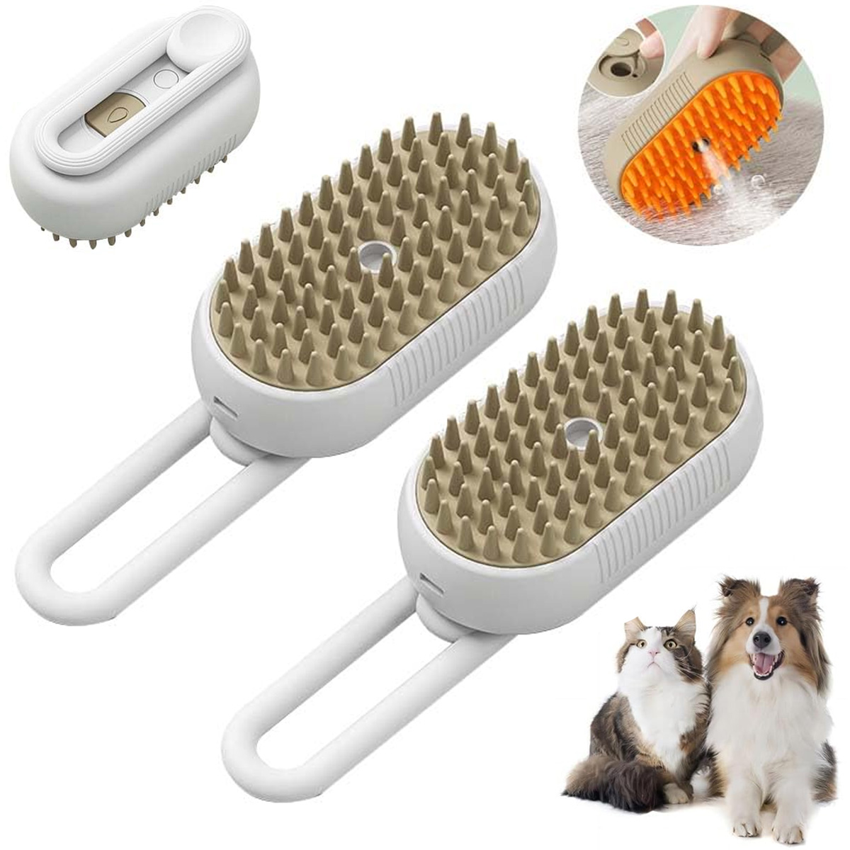 Cat Steam Brush, 3 in 1 Self Cleaning Cat Steamy Pet Brush Steamer ...