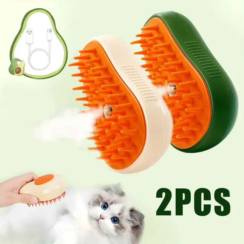 Cat Steam Brush,3 in 1 Silicone Massage Grooming Brushs，Removing ...