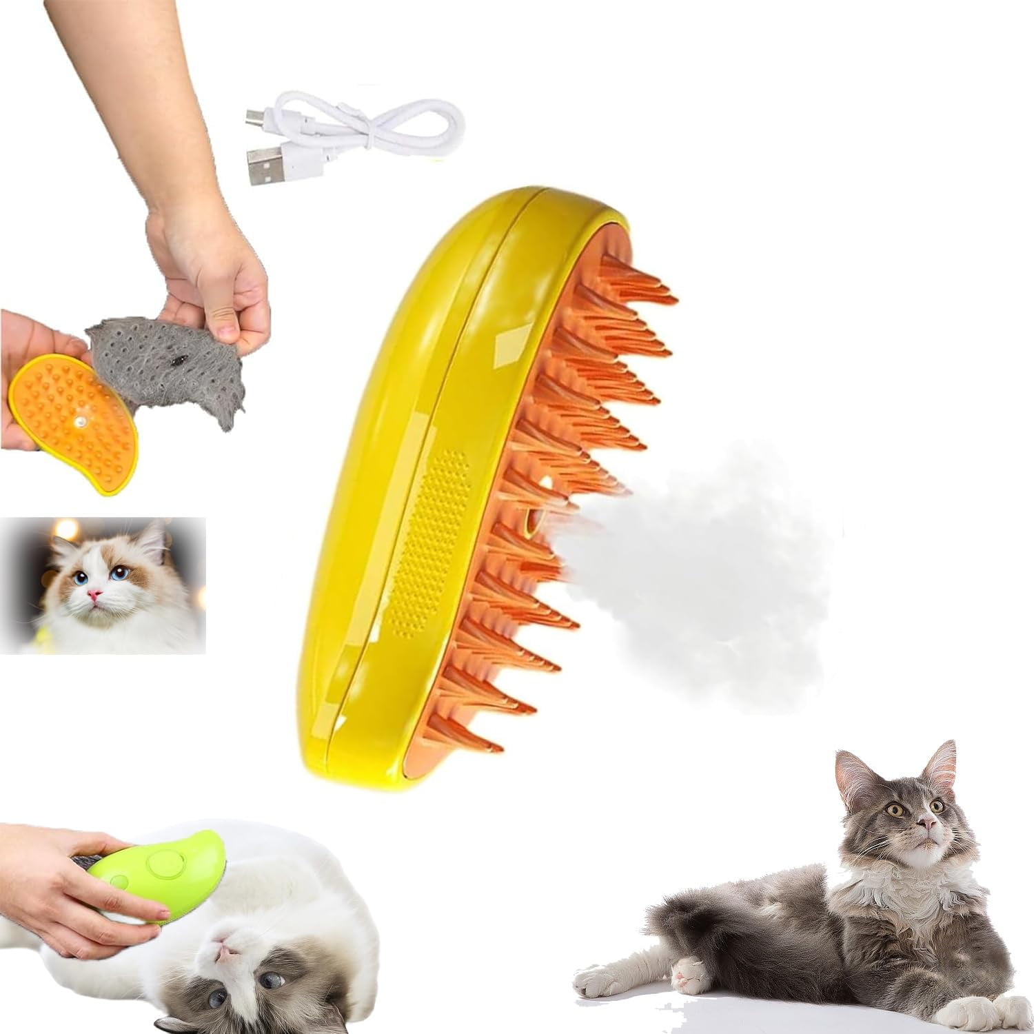 Multifunctional Steam Cat Hair Brush, Pet Comb for Fur, Safe and ...