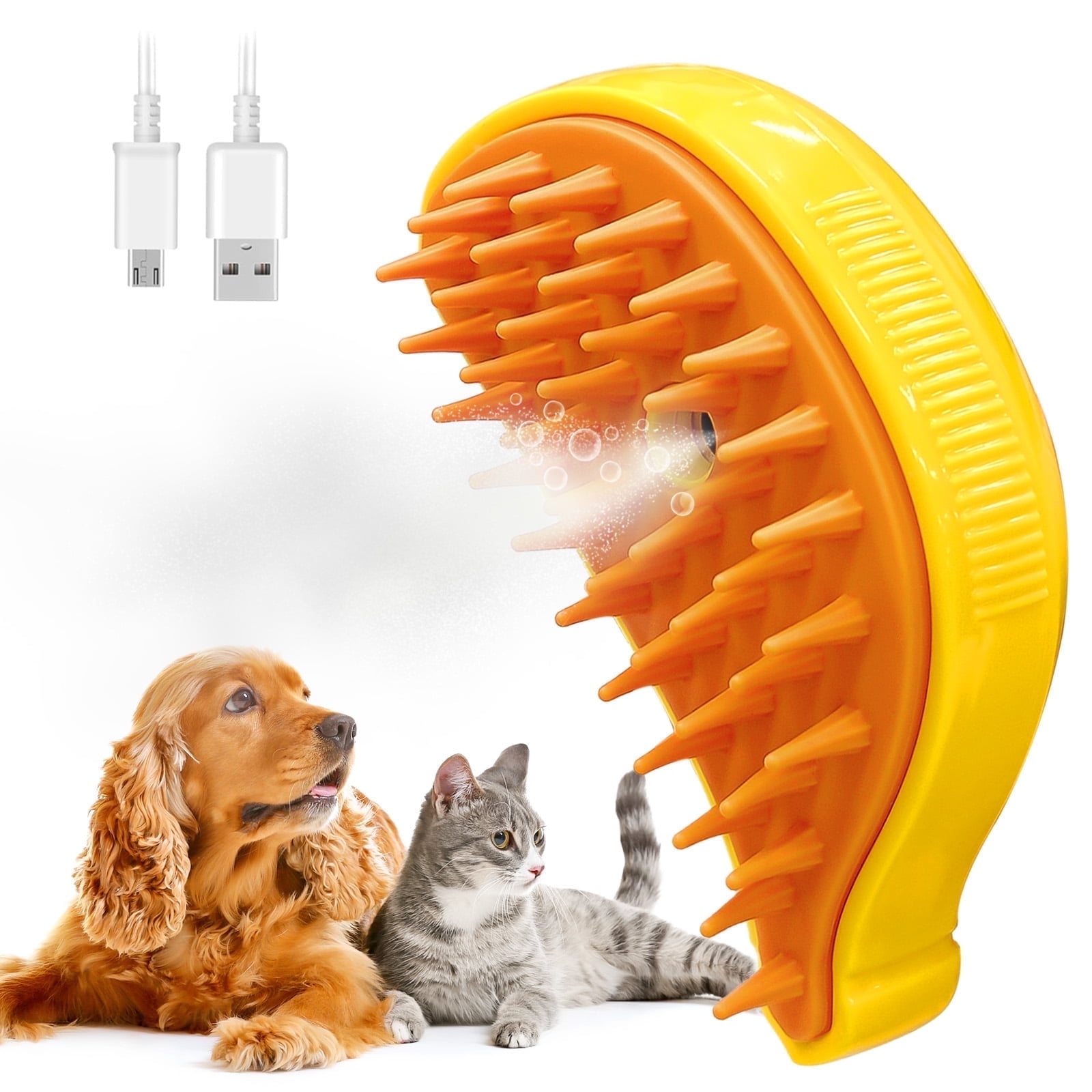 Cat Steam Brush, Pet Hair Removal Tool, Steamy Self-Cleaning Slicker ...