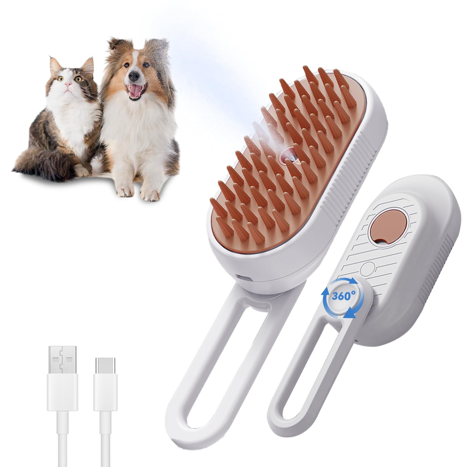 Cat Steam Brush for Shedding, 3 in 1 Cat Steamy Brush Cleanser with ...