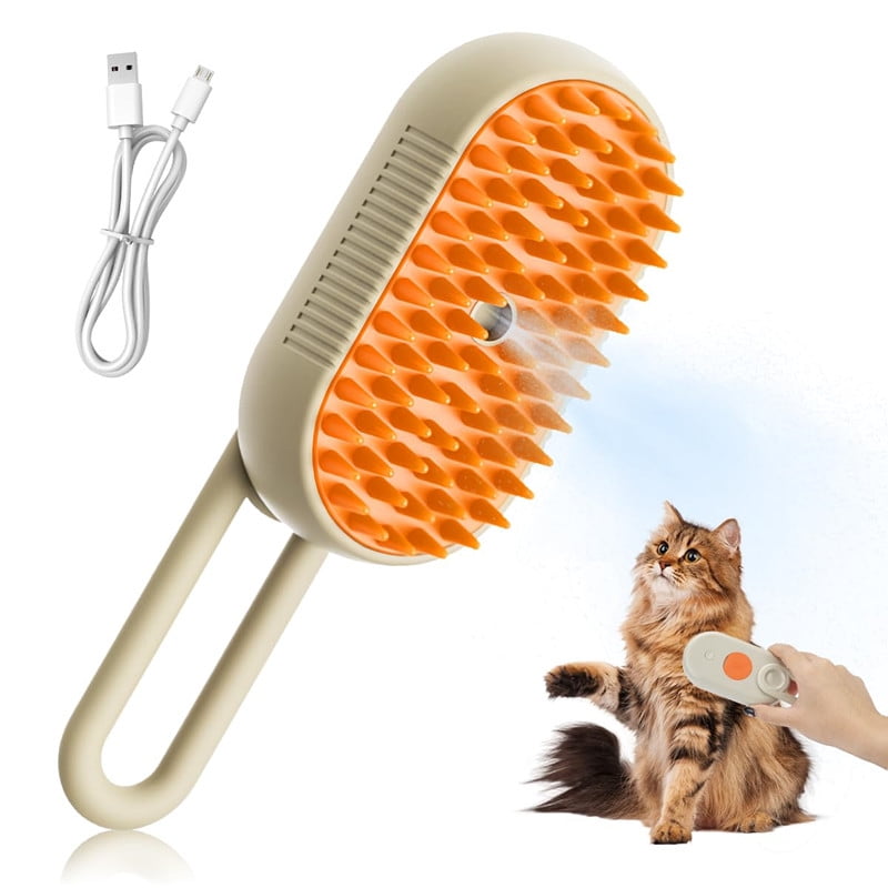 JOWNEEL Cat Steam Brush for Shedding 3-in-1 Pet Grooming Brush with ...