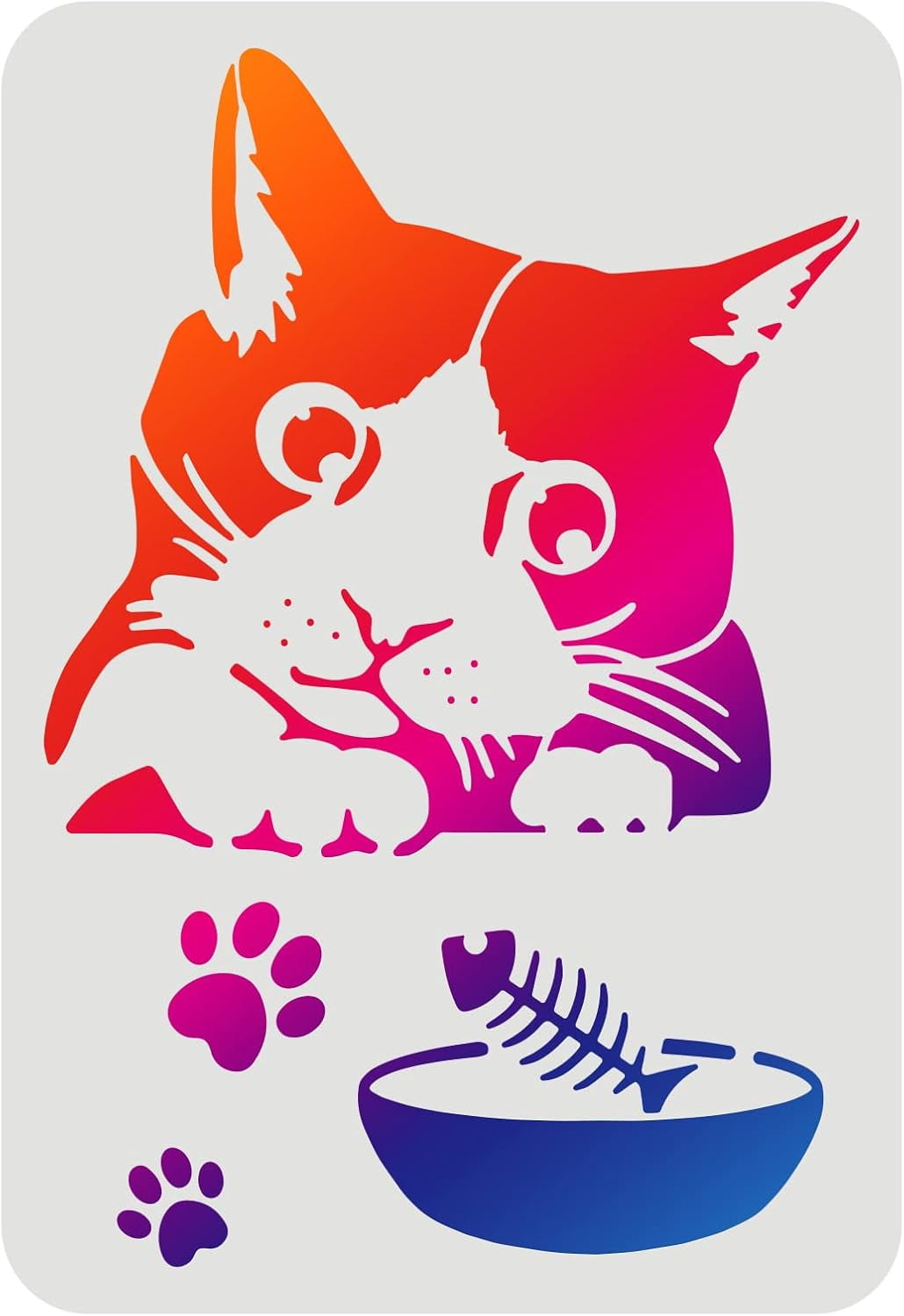 Cat Stencil 11.7x8.3 inch Plastic Cat Paw Print Painting Stencil Cat ...
