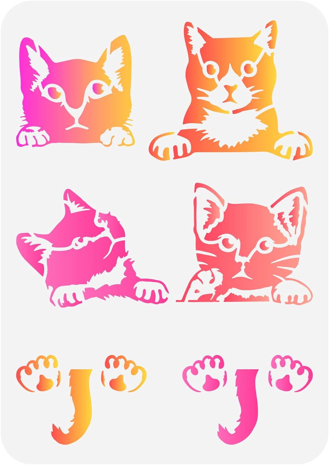 Cat Stencil 8.3x11.7inch Reusable Drawing Templates Cat Tail Stencil ...