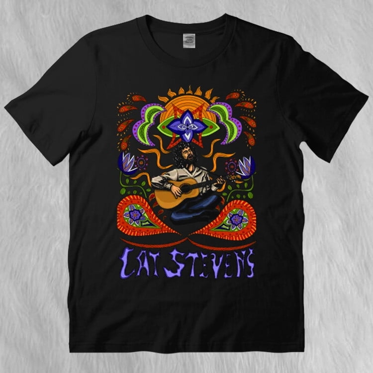 Cat Stevens 90s Retro Style Rare Black Full Size Tee - Walmart.com