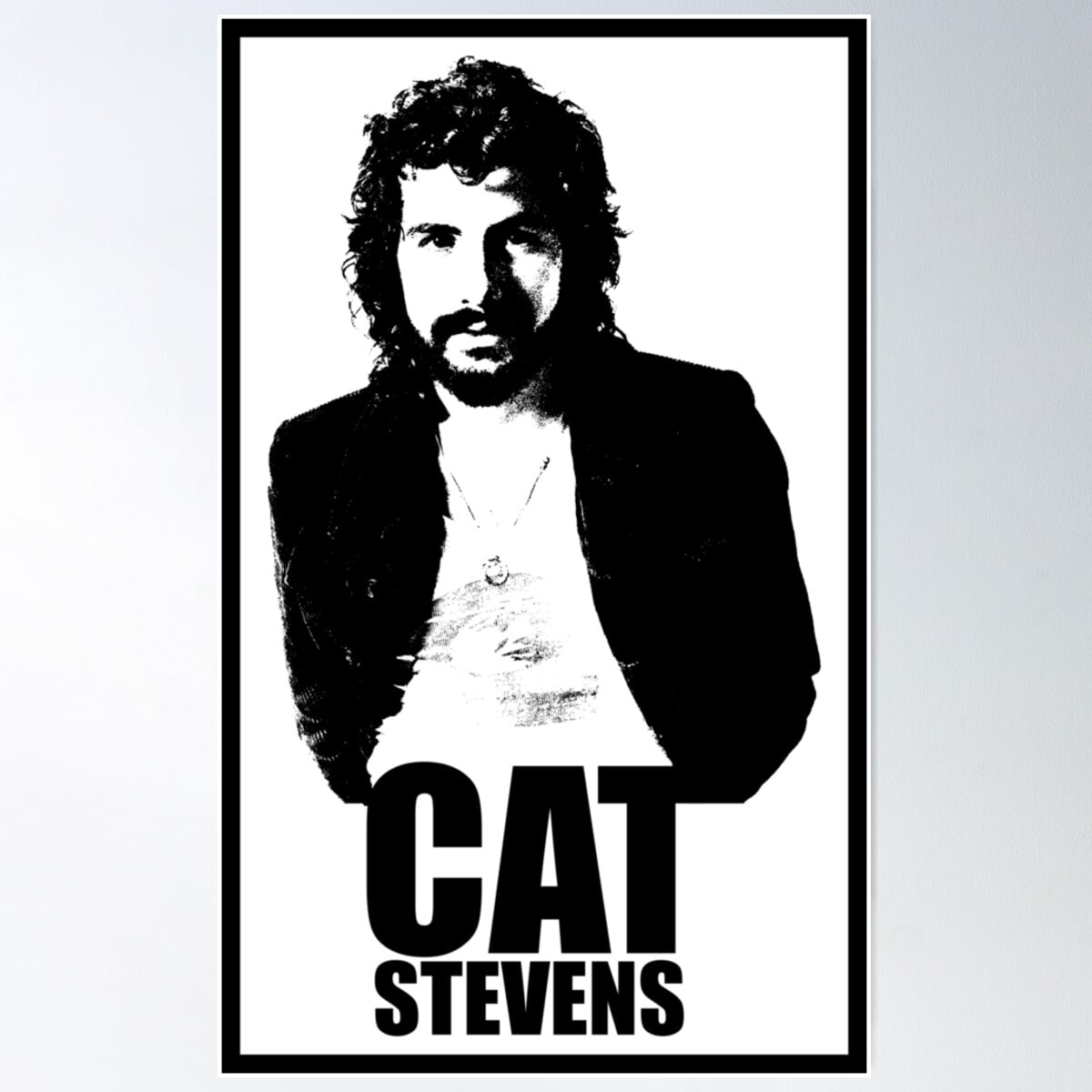Cat Stevens - Black Stencil Poster Wall Art, Modern Wall Decor For ...