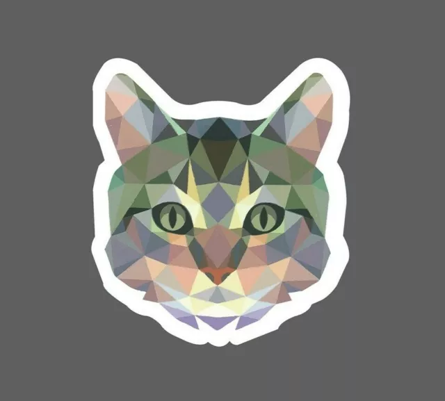 Cat Sticker Geometric Tabby Waterproof Sticker Phone Decal Water Bottle ...