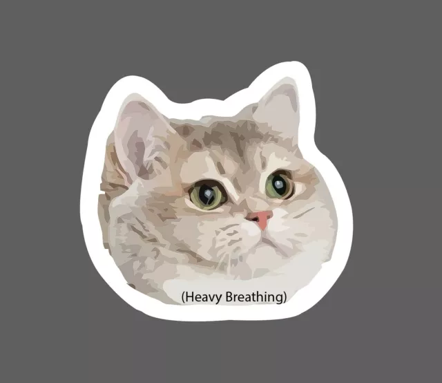 Cat Sticker Heavy Breathing Waterproof Sticker Phone Decal Water Bottle ...