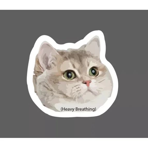 Cat Sticker Heavy Breathing Waterproof Sticker Phone Decal Water Bottle ...
